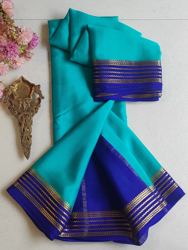 Mysore Crepe Silk Sarees - Classic Lines Border – Suji Designer Silks
