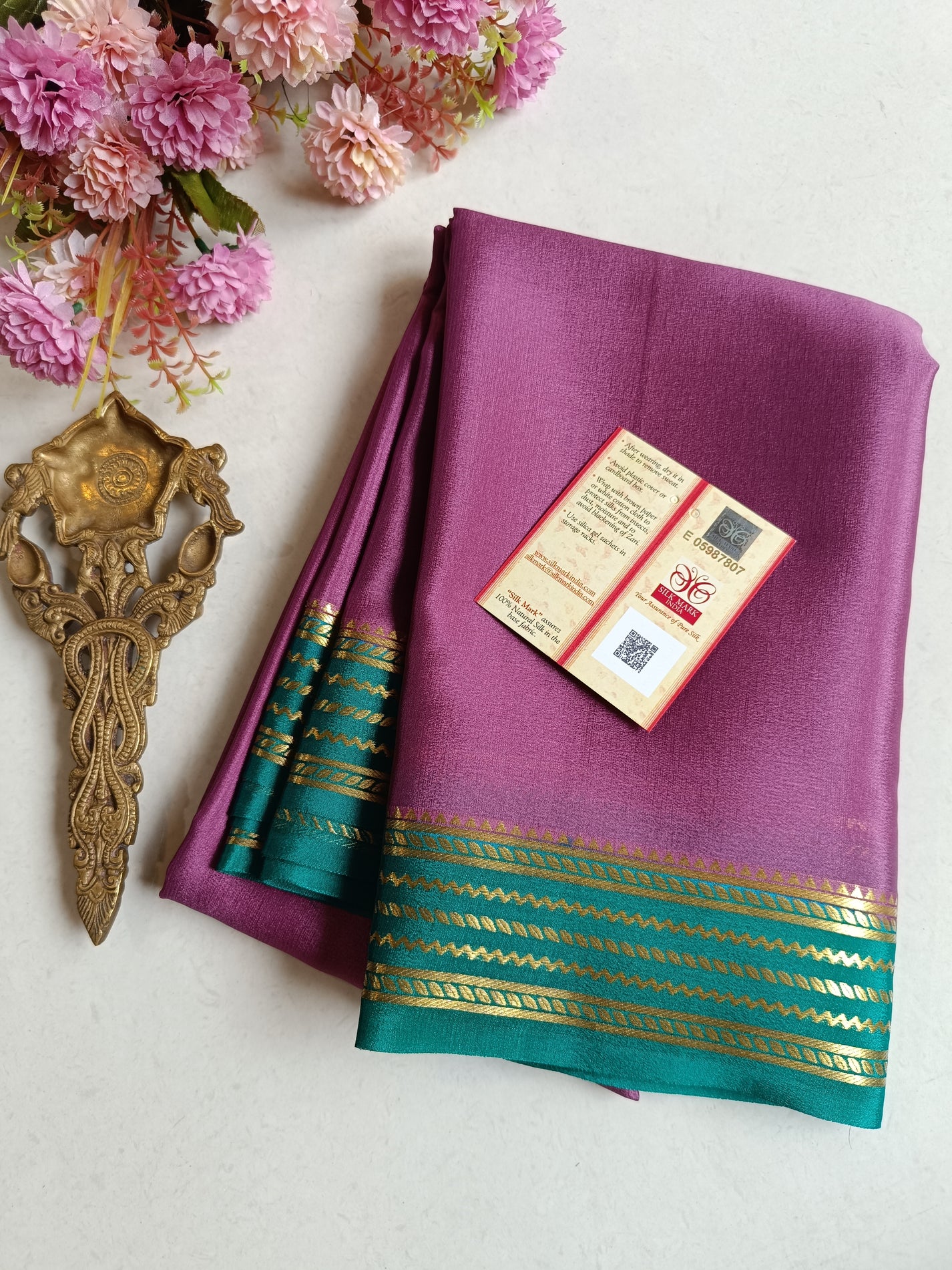 Mysore Crepe Silk Sarees - Classic Lines Border – Suji Designer Silks
